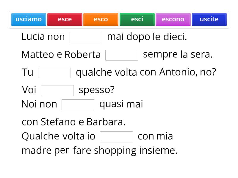 [A1] Verbi irregolari al presente - CRIS - Complete the sentence