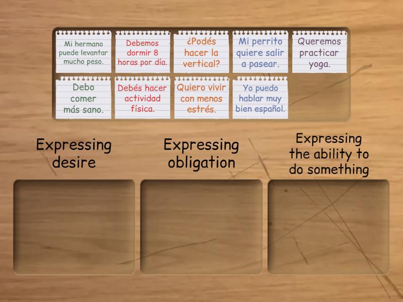 Verbos modales: DEBER, QUERER, PODER - Group sort