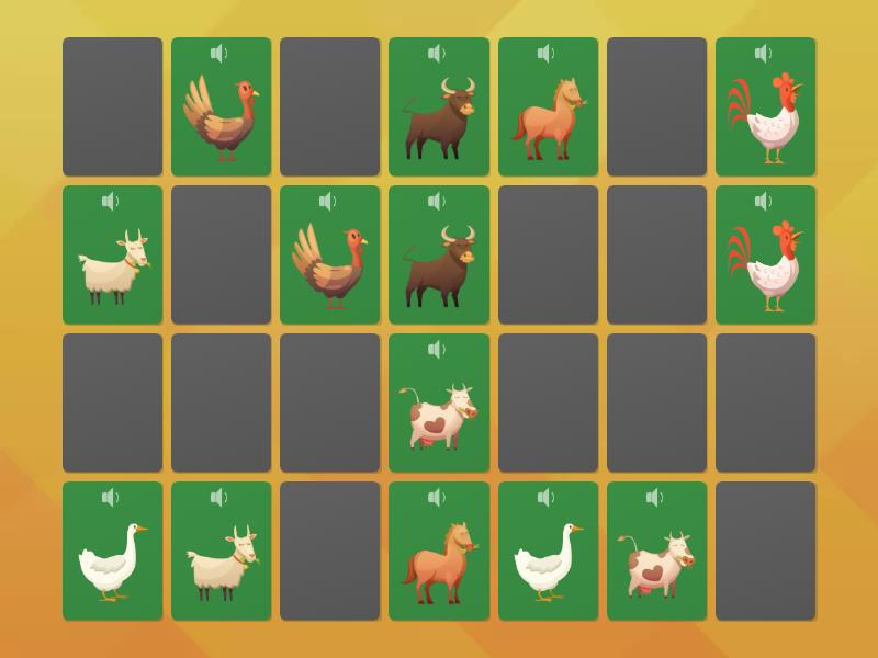 Memory Game - FARM ANIMALS - Matching pairs