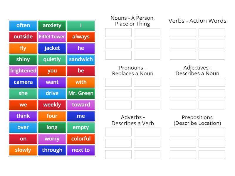 4D Parts of Speech - Sorting - Group sort