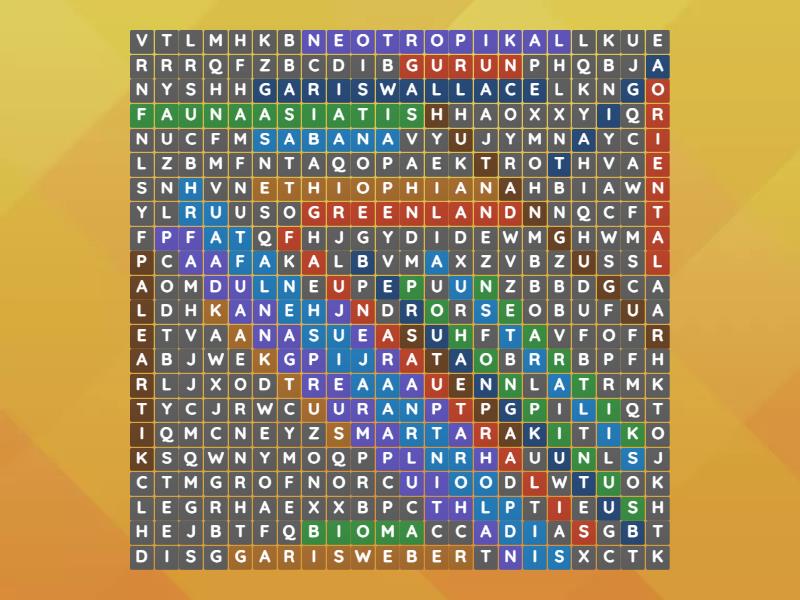 Persebaran Flora dan Fauna di Dunia dan Indonesia - Sopa de letras