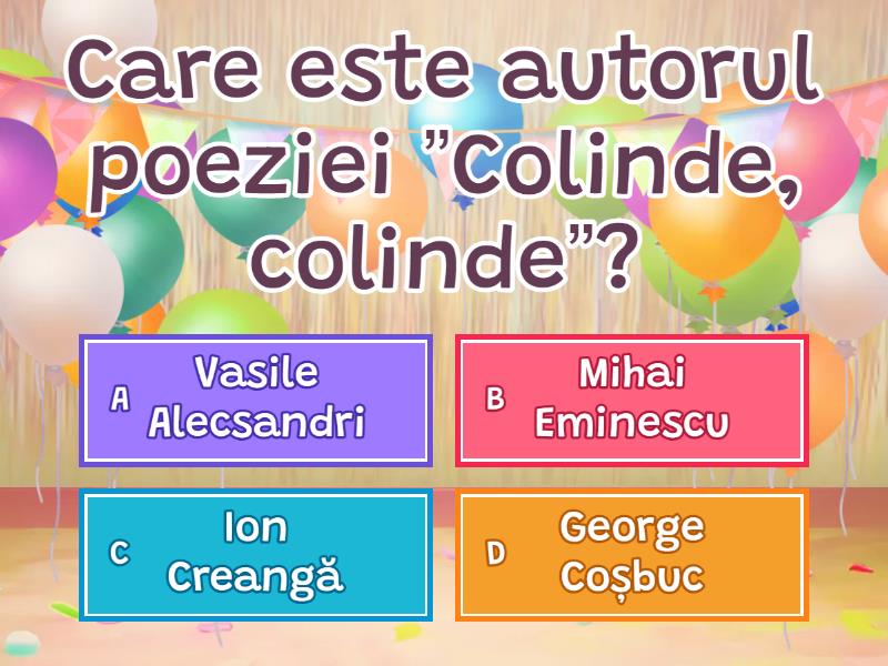 Colinde, colinde, de Mihai Eminescu-exerciții - Quiz