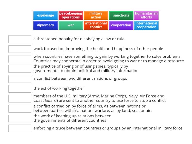International Conflict Vocabulary - Match up