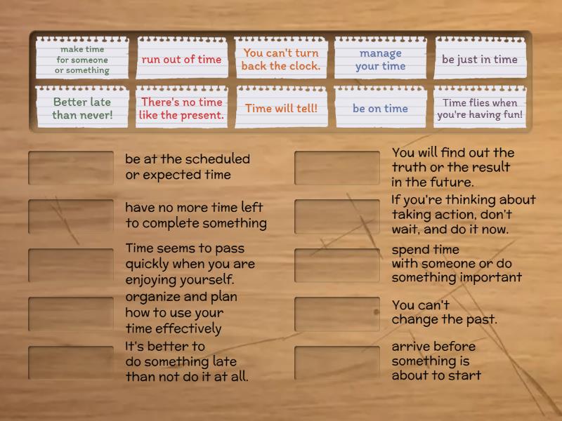 Time idioms and sayings - Match up