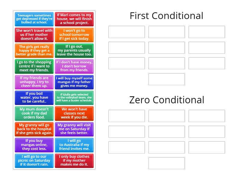 Zero and First Conditional - Group sort