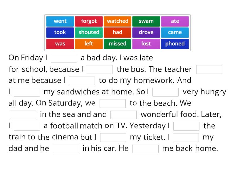 Project 2 - irregular verbs / progress check 3 - Missing word