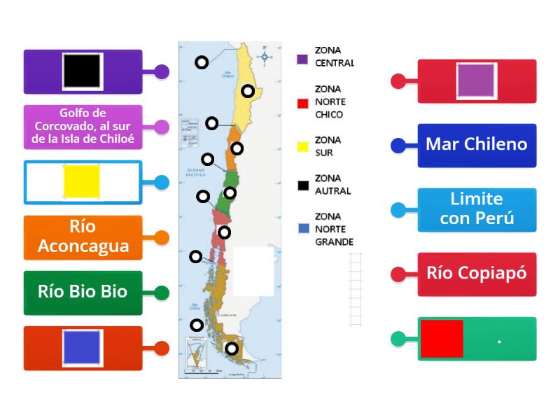 CHILE LÍMITES DE SUS 5 ZONAS CLIMÁTICAS - Labelled diagram