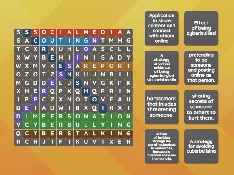 Cyberbullying - Wordsearch
