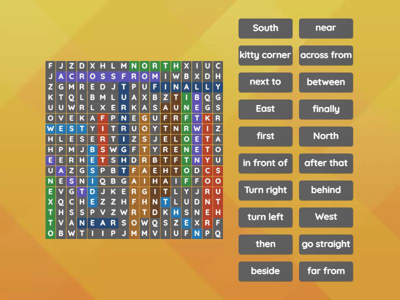 Directions vocabulary spelling review - Wordsearch