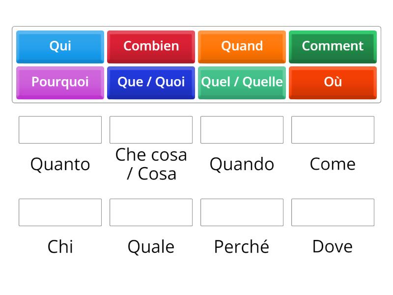Avverbi interrogativi - Match up