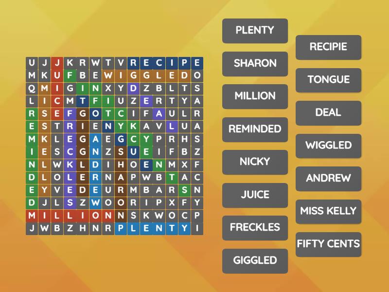 Feckle Juice: Word Search - Sopa de letras