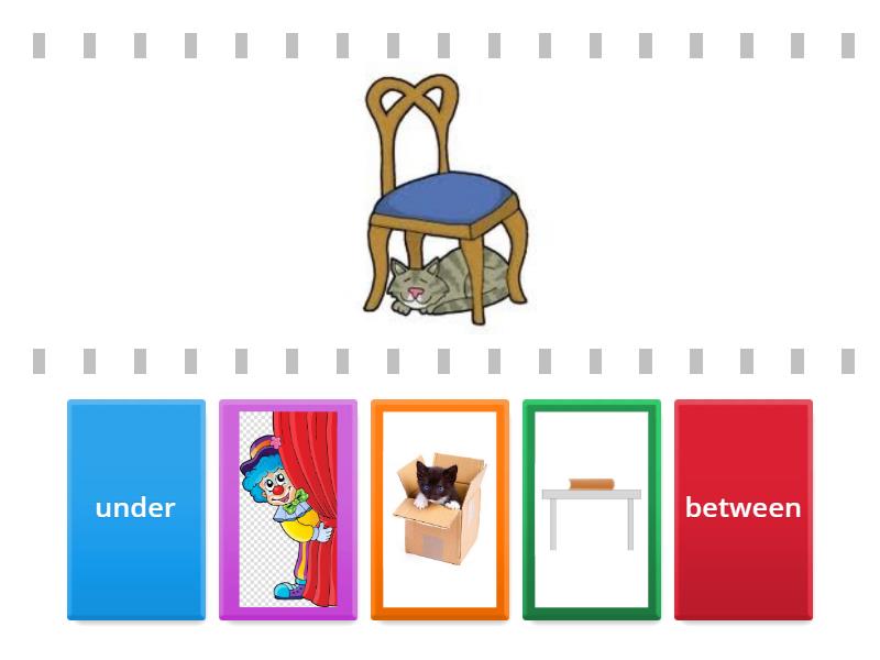 Preposition - Under, Between, In, ON, Behind - Find the match