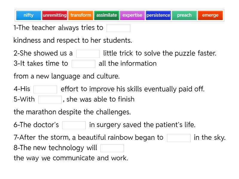 Skills 3 - Unit 1 - Completar la frase