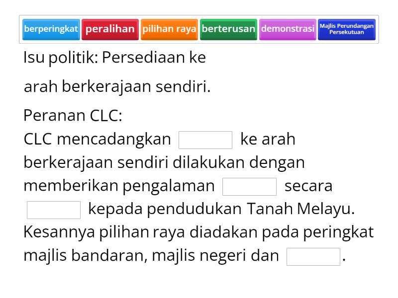 Peranan Jawatankuasa Hubungan Antara Kaum - Complete the sentence