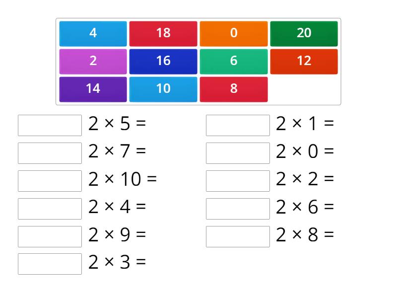 2s Times Table - Match up