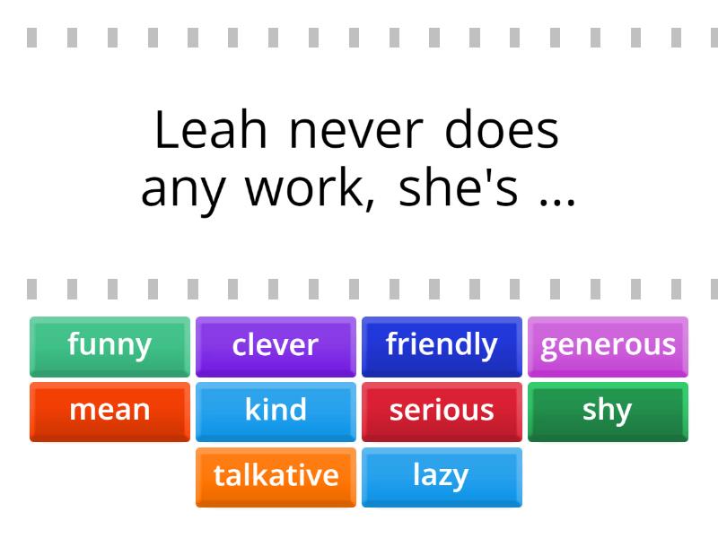 personality adjectives EF pre-int - Find the match