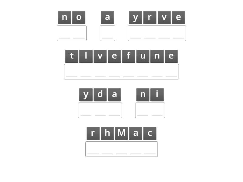 Put letters in order - Anagrama