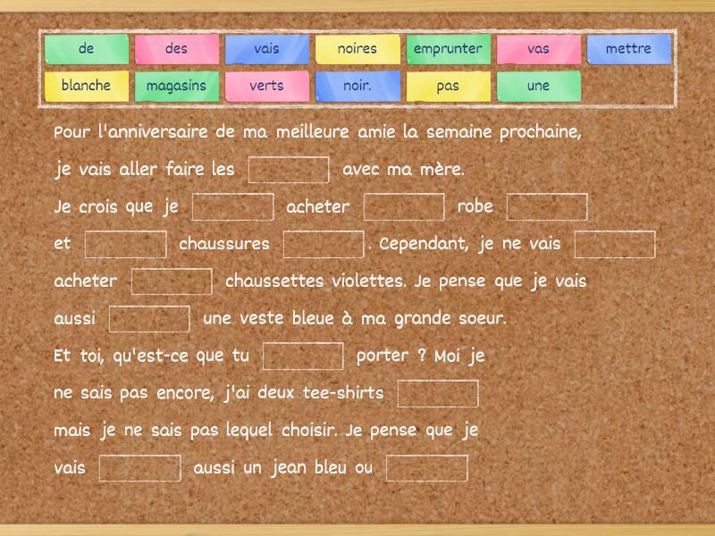 Qu'est-ce que tu vas porter ? - Complete the sentence