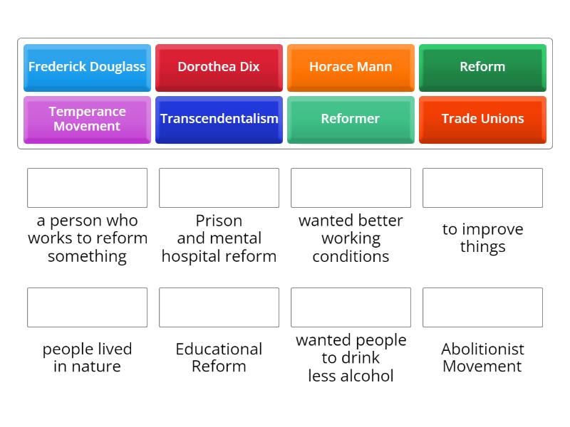 Reform Movements - Match up