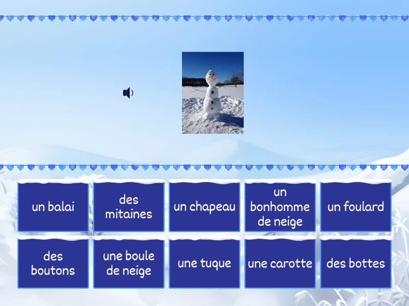 Vocabulaire - Bonhomme de neige 1 - Find the match