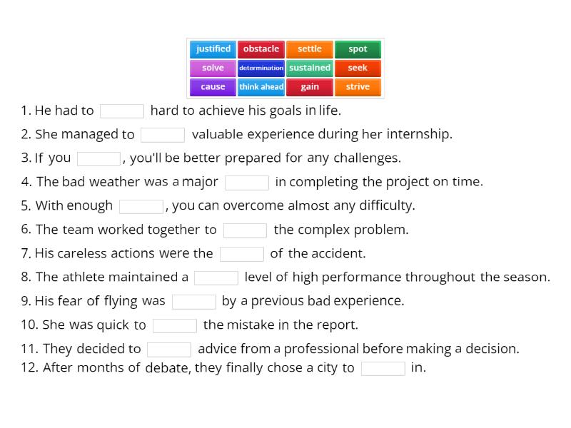 skills and qualifications hw sentences - Complete the sentence