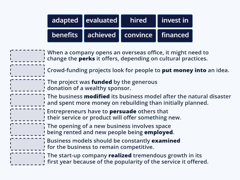 Business & Design Vocabulary 4 - Match up