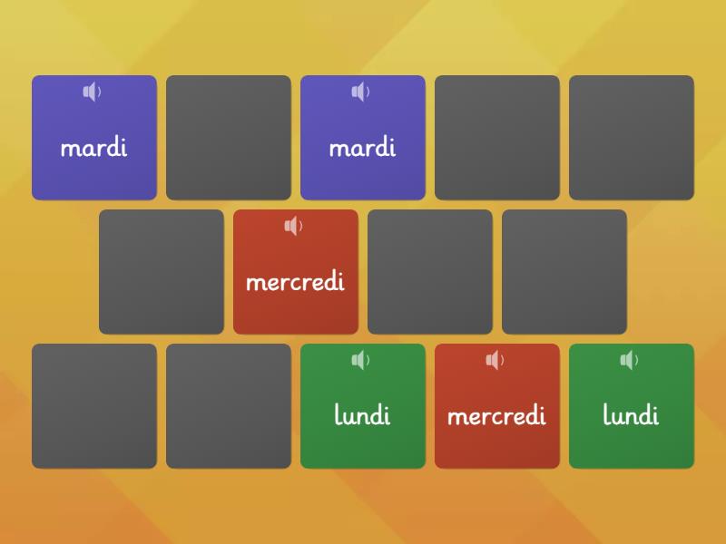 French Days of the week Matching - Matching pairs