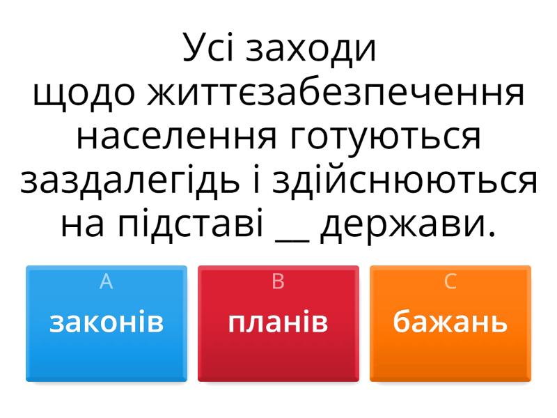 Основні принципи щодо захисту населення Quiz