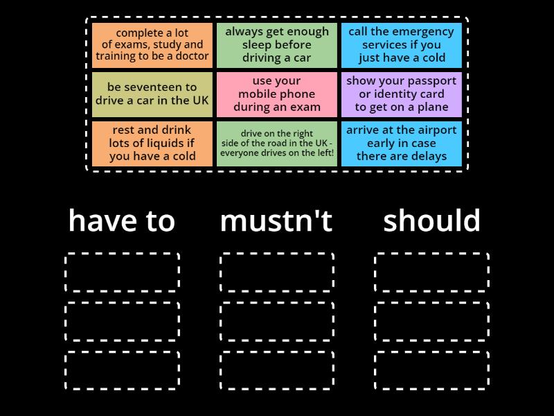 Have to/ mustn't/ should - Group sort