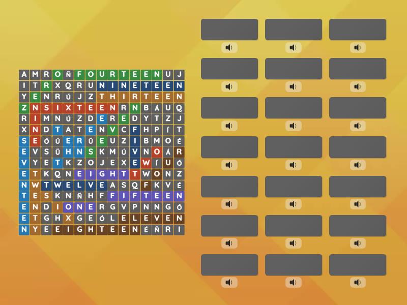 Numbers 0-20 (audio) - Wordsearch