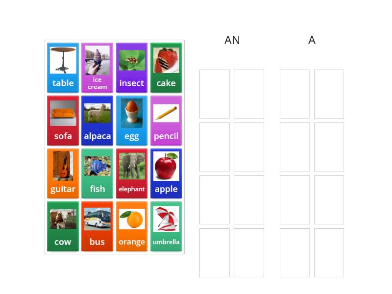 Indefinite ARTICLES - Group sort