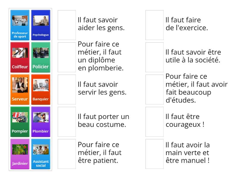 Les expressions "Il faut" - Match up