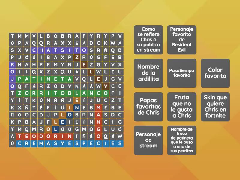 Sopa de letras - Chris - Wordsearch