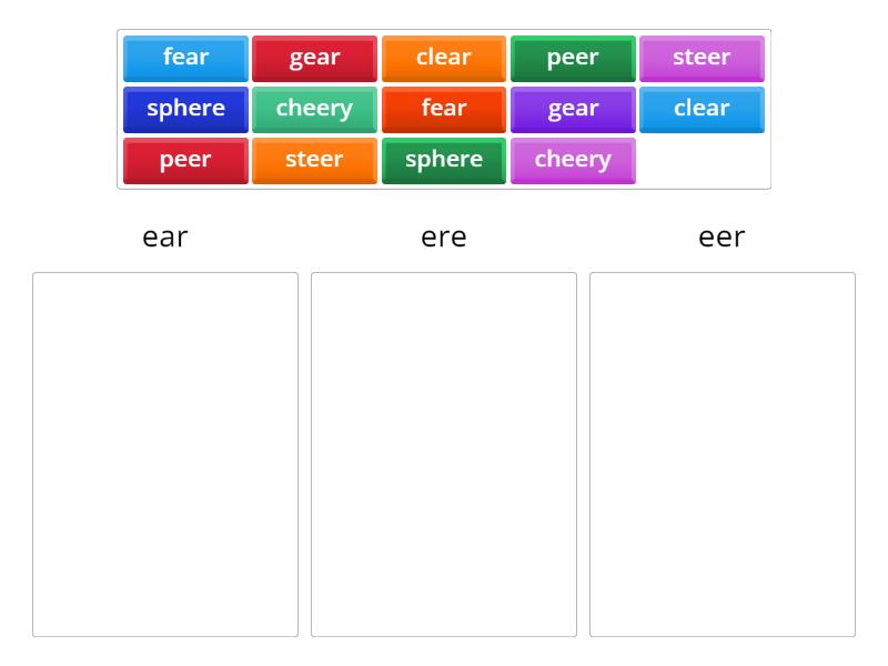 Week 26 - ear, ere, eer - Categorize