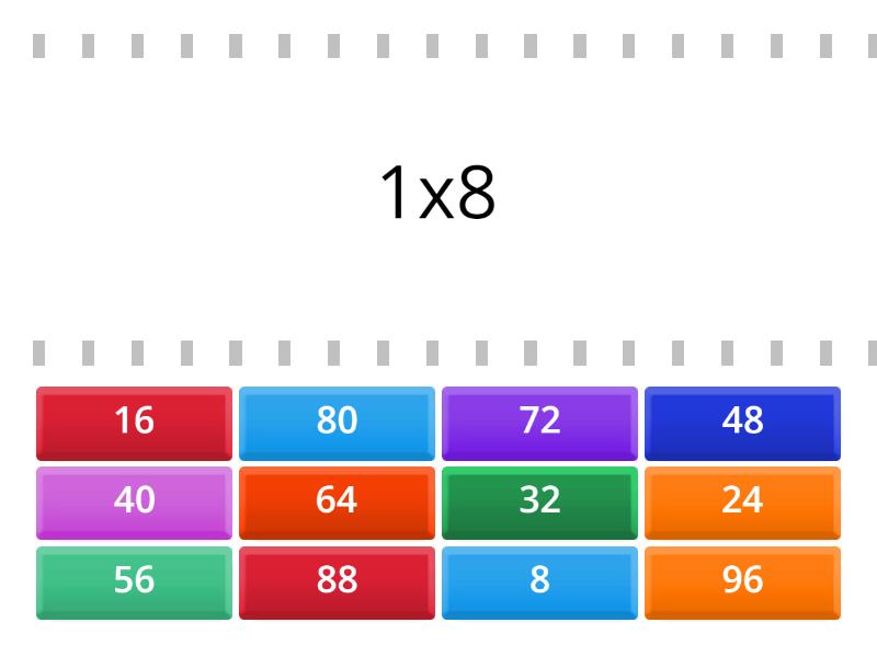 Flip tiles ( 8 times table) - Find the match