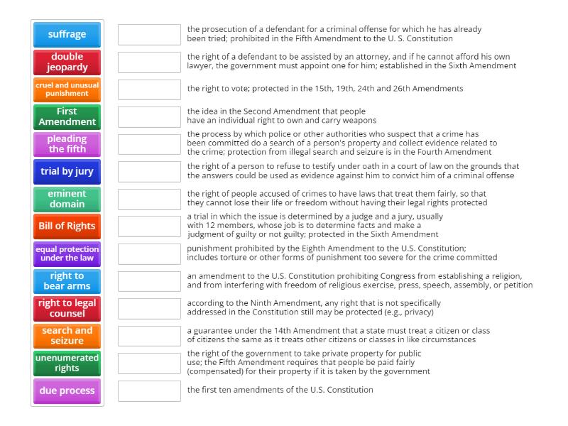 Civics Content Vocabulary - SS.7.CG.2.3 - Match up