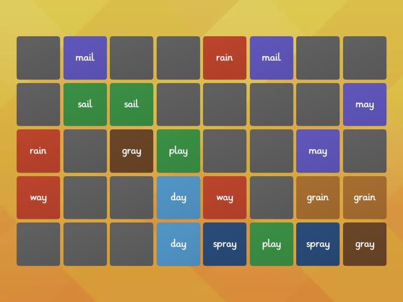 ay/ai Spelling words - Matching pairs