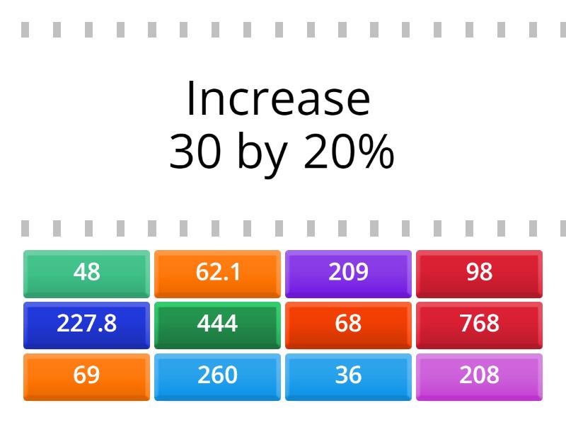 Percentage Change Find The Match