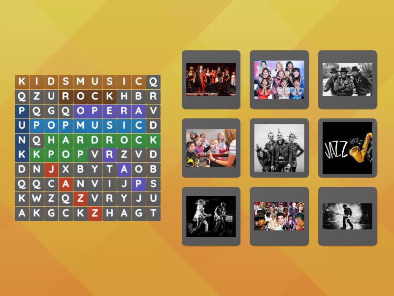 Music genres - Wordsearch