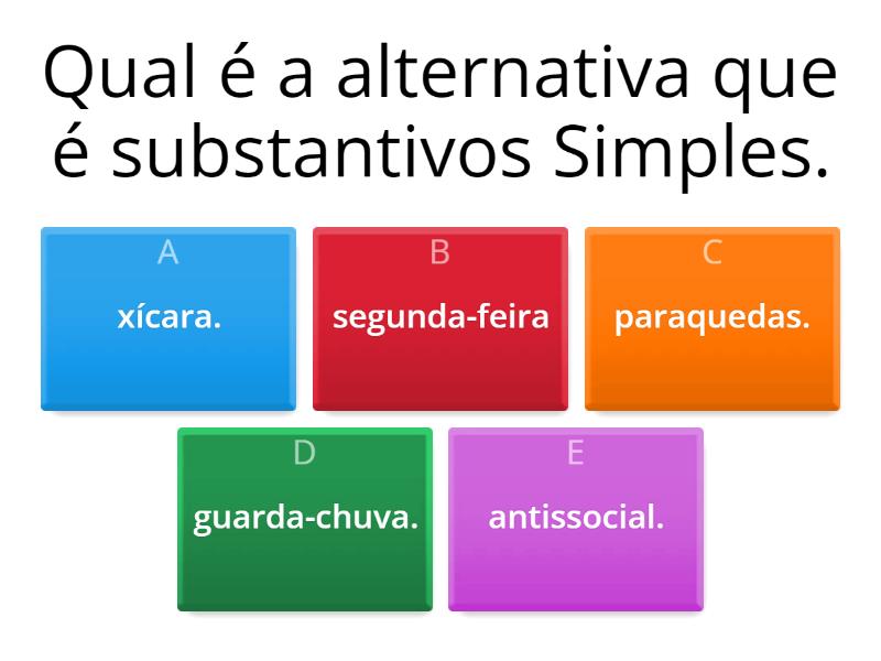 Substantivo Composto e Simples. - Quiz