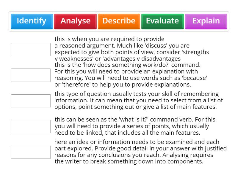 Command Verbs English - Match up