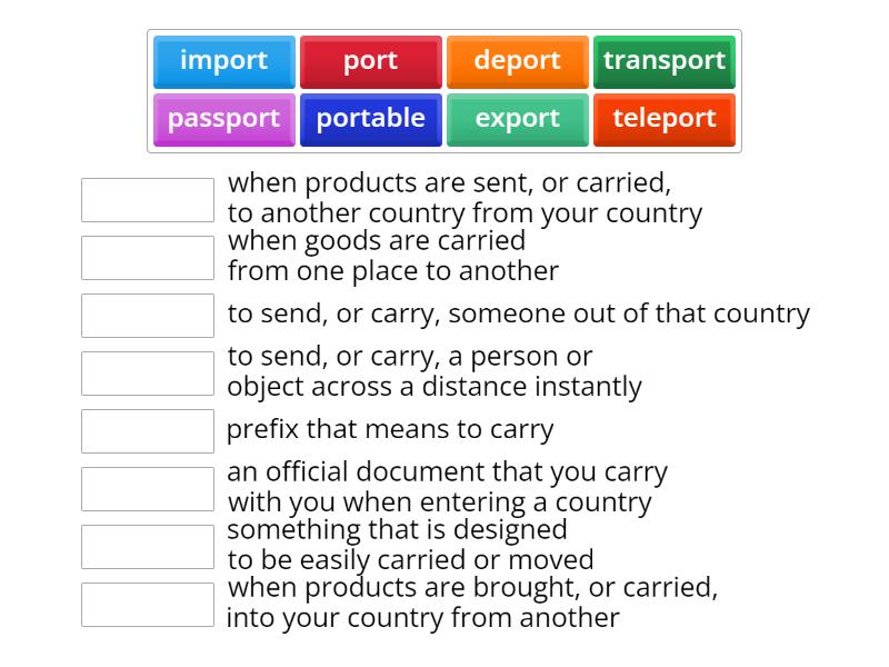 Root Word "port" matching - Match up