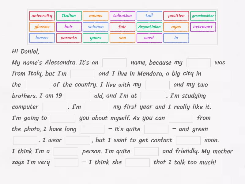 Unit1. Describing yourself - Complete the sentence