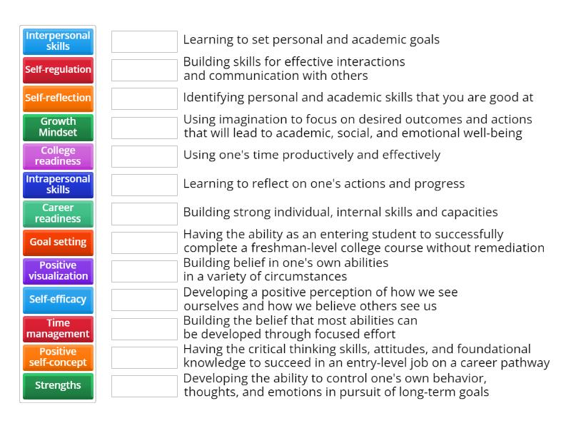 Envisioning Success Vocabulary - Une las parejas