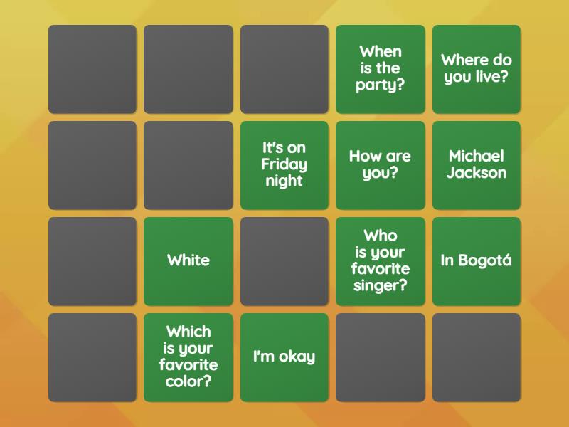 WH questions and answers - Matching pairs