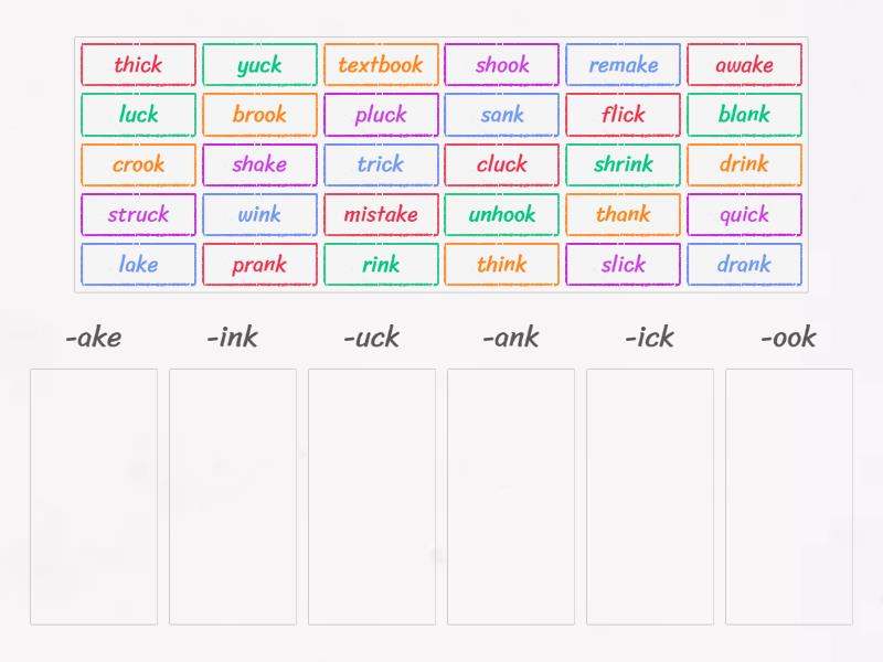 G5 Word Families - Group sort