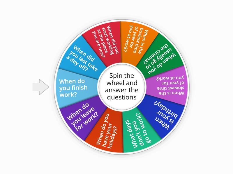 Prepositions of time - Spin the wheel