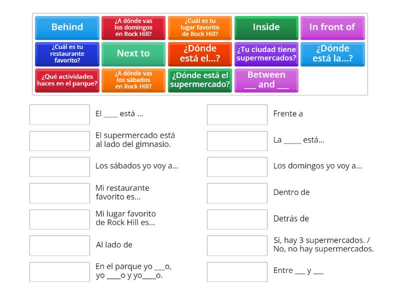 Lugares en la Ciudad - Preguntas y Respuestas - Match up