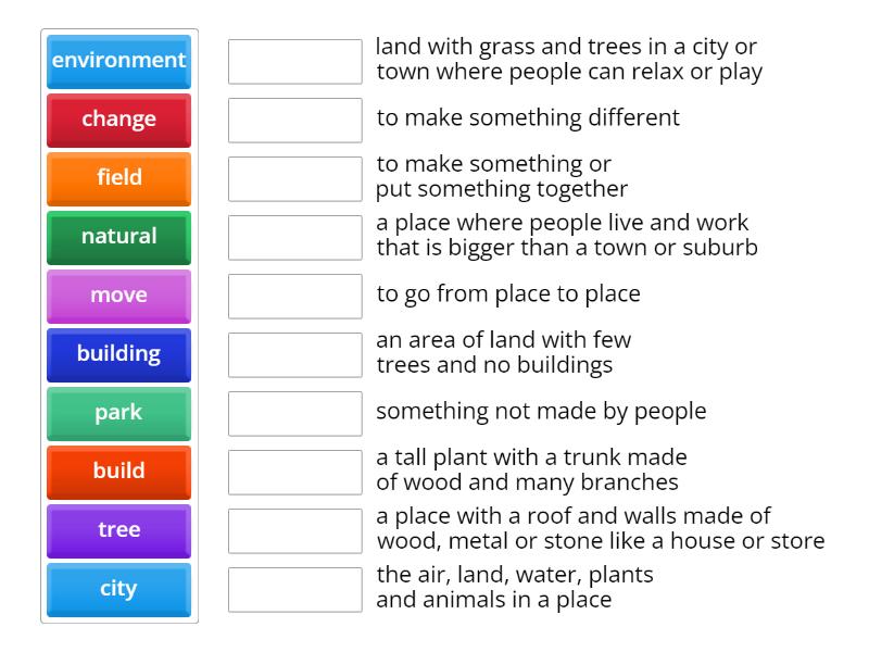 ULS Unit 8 Changing the Environment 2024 - Match up