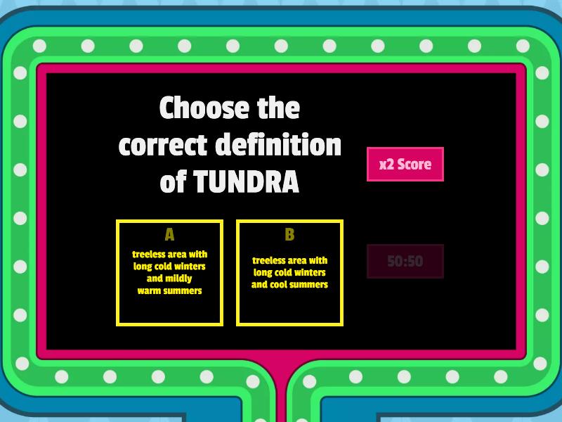 Ecology biomes - Unit 4 study guide - Gameshow quiz